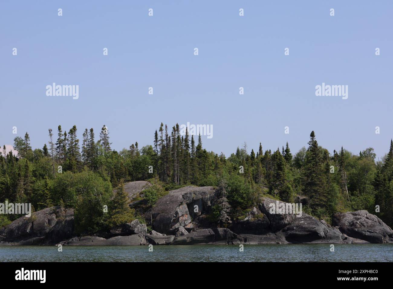Image of the Canadian Shield and Balsam Fir somewhere along the shores ...