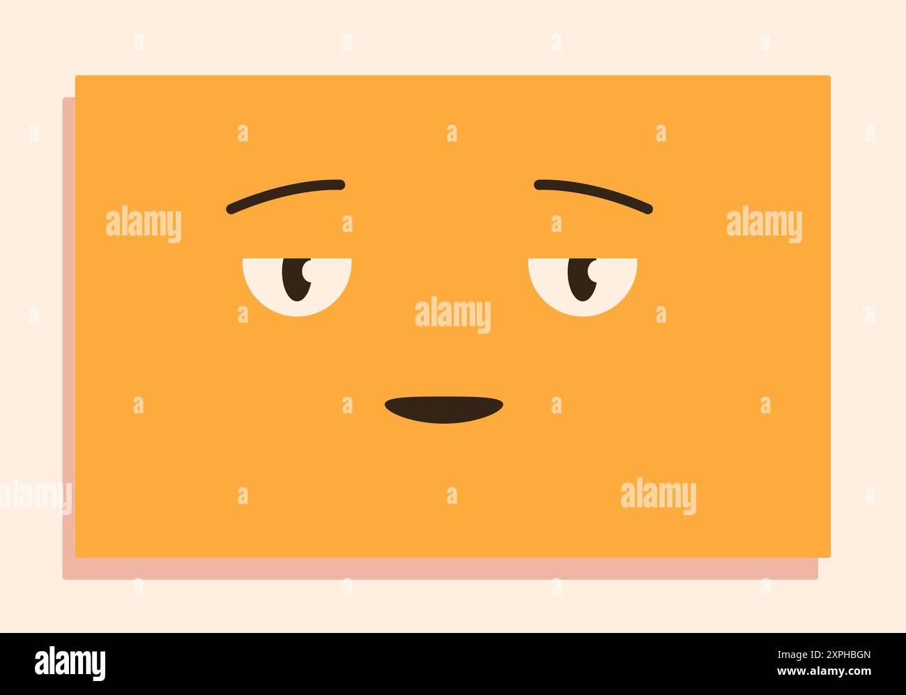 Orange square emoji with half closed eyes conveying hi-res stock ...
