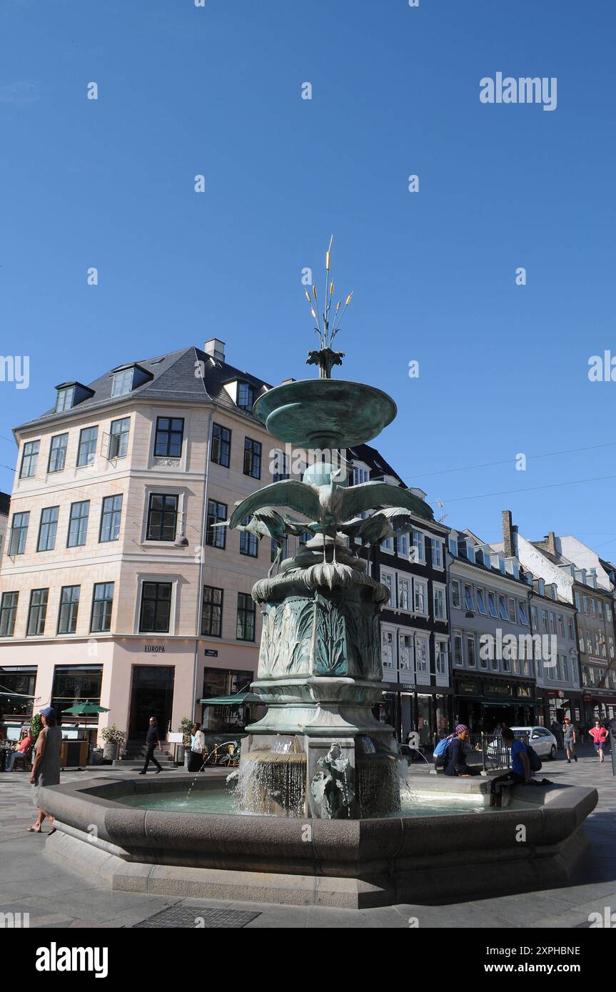 Copenhagen/ Denmark/06 2024/Stork fountian on amager torv on stroeget ...