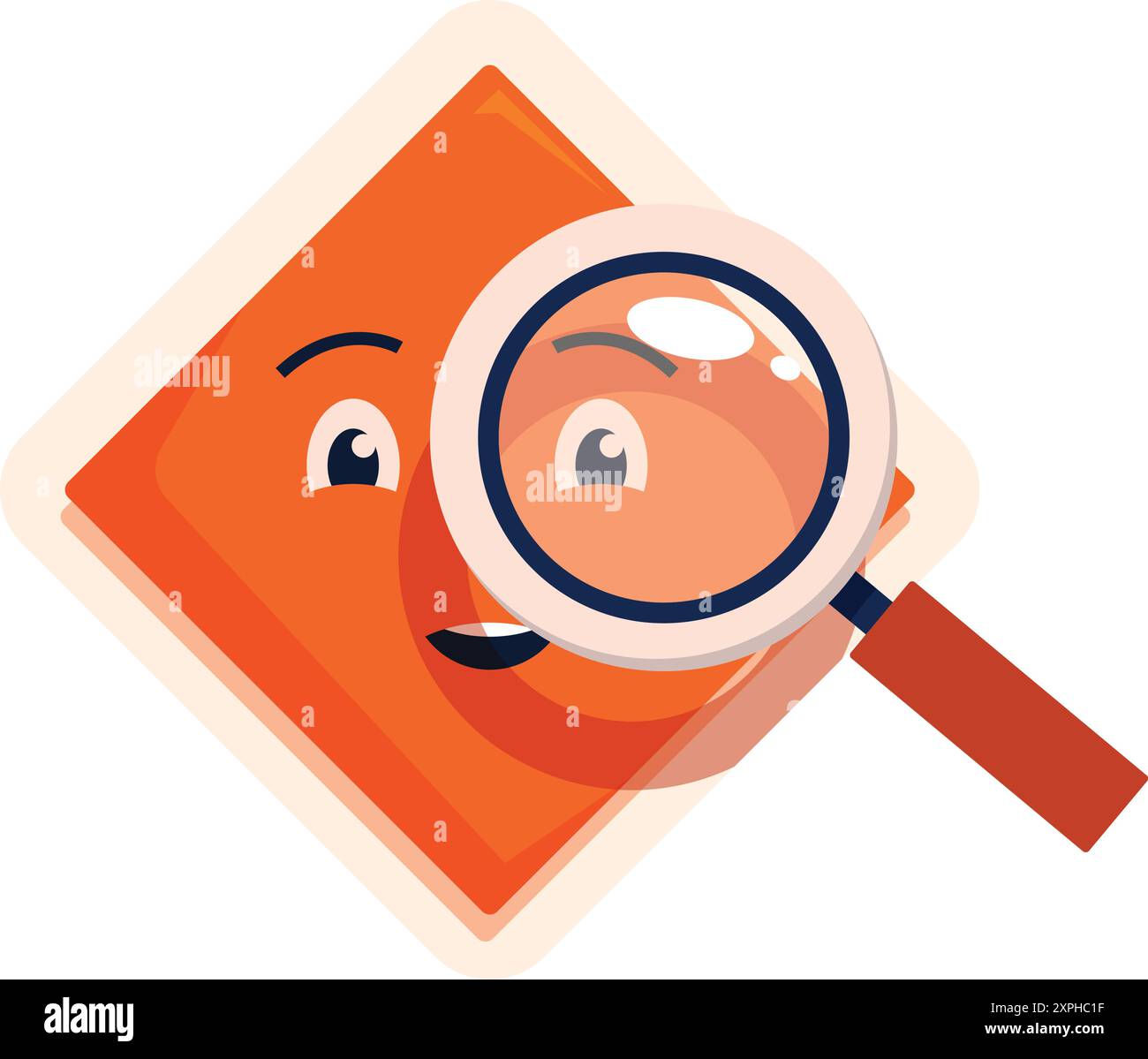 Orange square emoji holding magnifying glass looking for something ...
