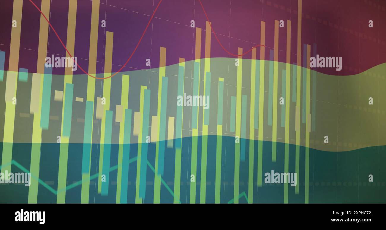 Financial data analysis image with line graphs over hungary flag Stock ...