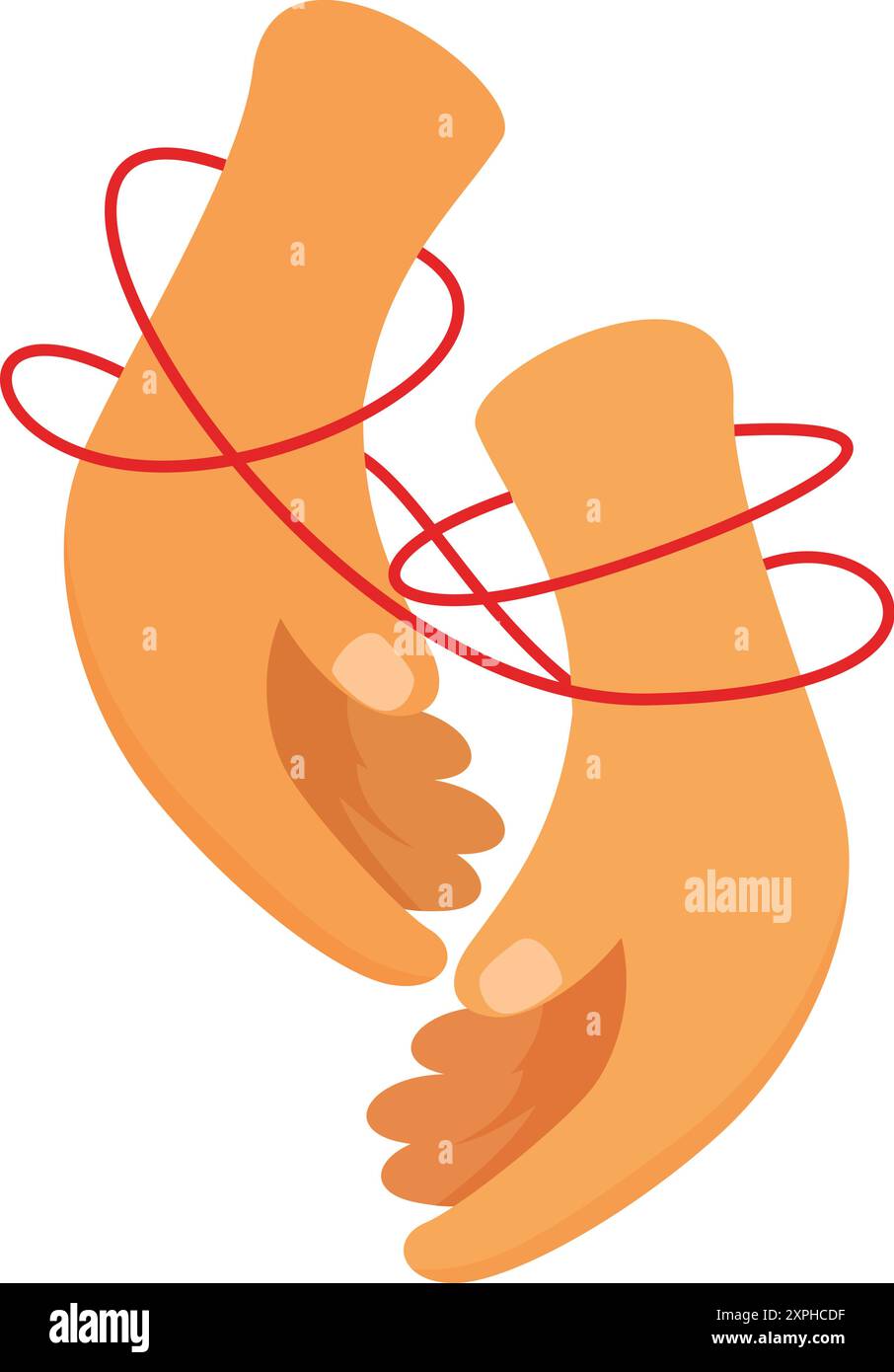 Two hands reaching for each other, bound by the red string of destiny ...