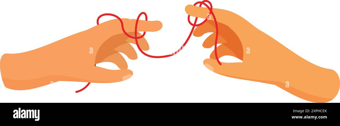 Two hands are connecting with red string symbolizing an unbreakable ...