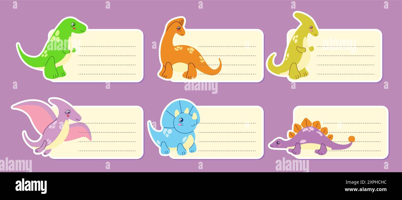 Paper notes on stickers. Stationery set with memo planners with cute ...