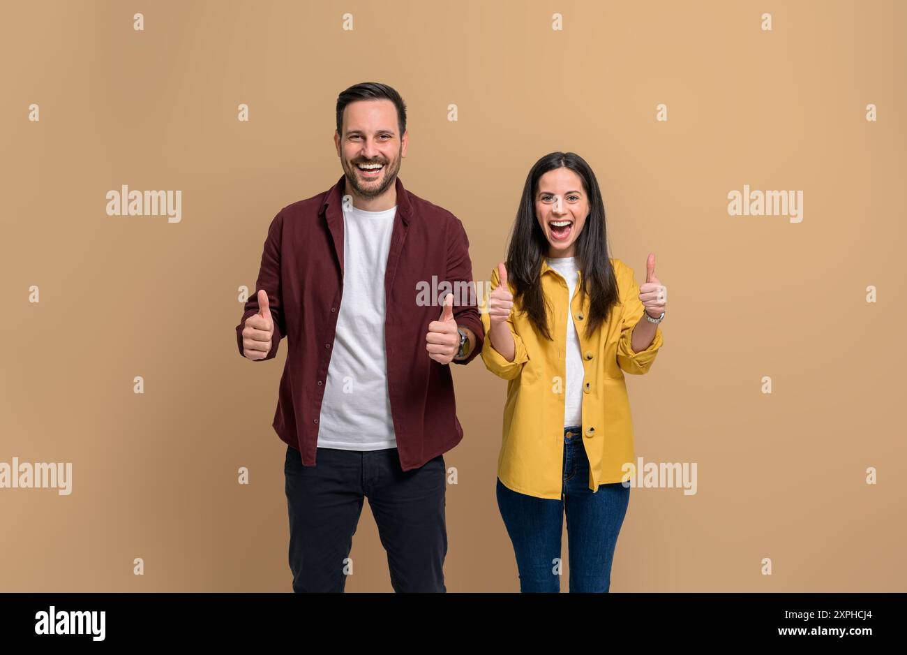 Cheerful man laughing over beige hi-res stock photography and images ...