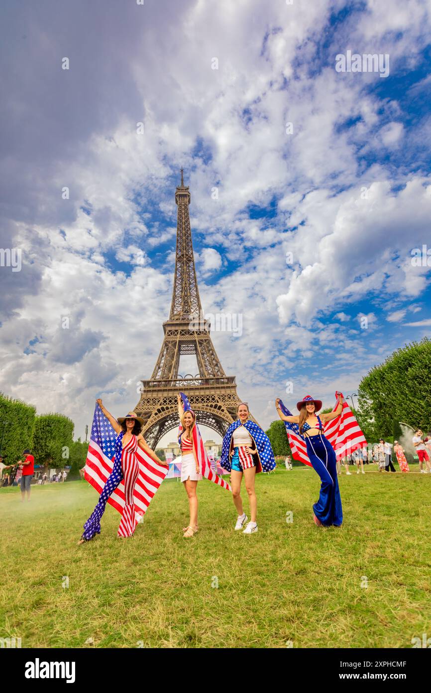 Patriotic American Woman jumping and cheering for Team USA and the ...