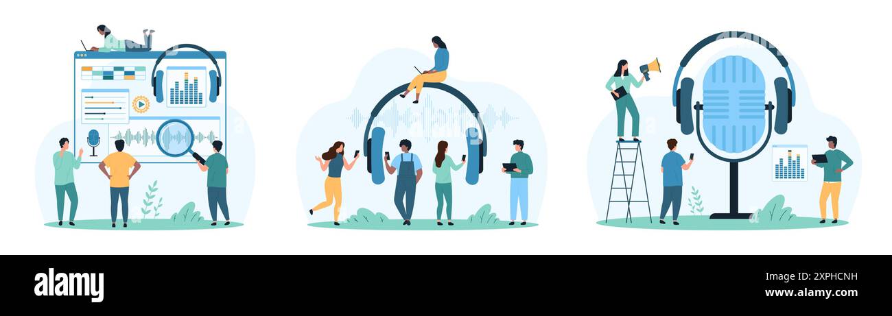 Recording and listening, editing, mixing sound in software, mobile app ... Recording and listening, editing, mixing sound in software, mobile app ...