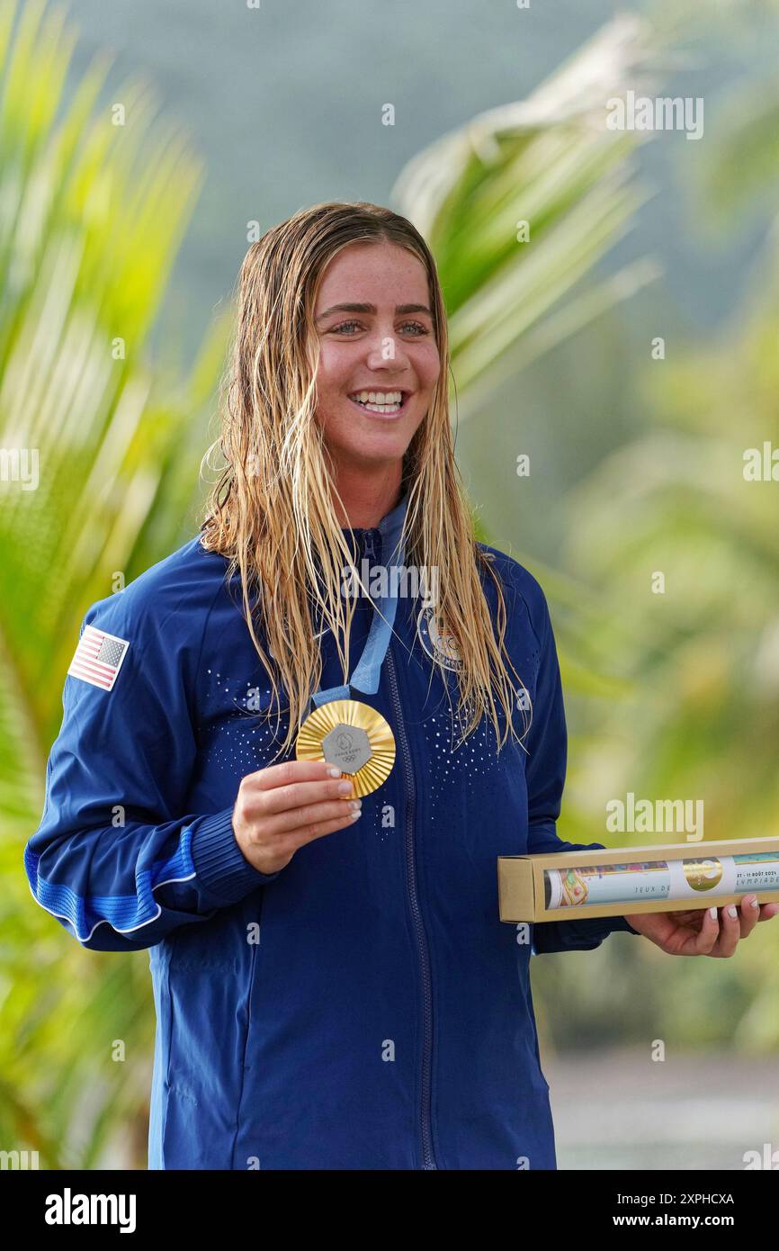 Caroline Marks of USA Gold medal, Surfing, Women's during the Olympic ...