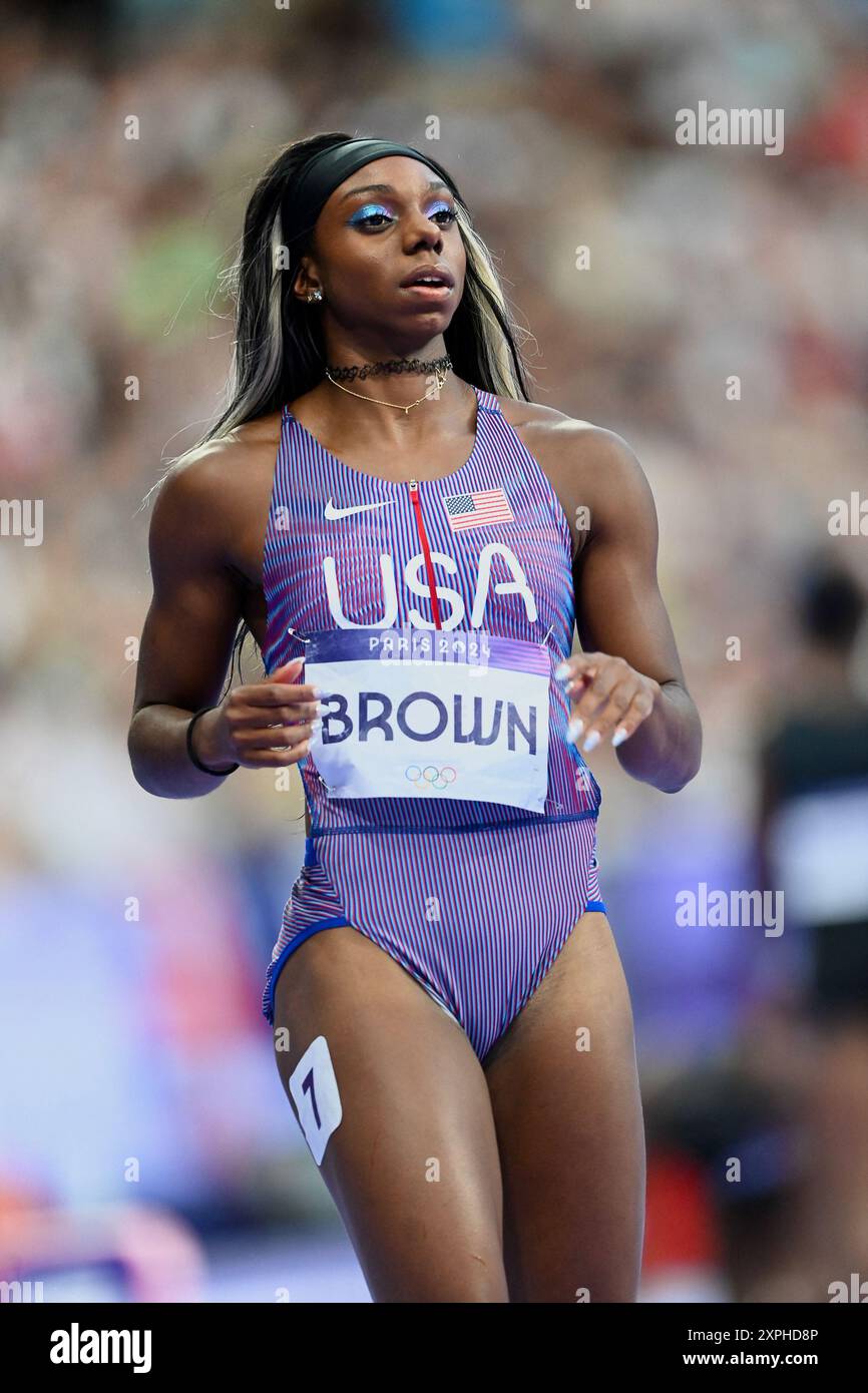 Brittany Brown of Team United States looks on during the Women's 200m ...