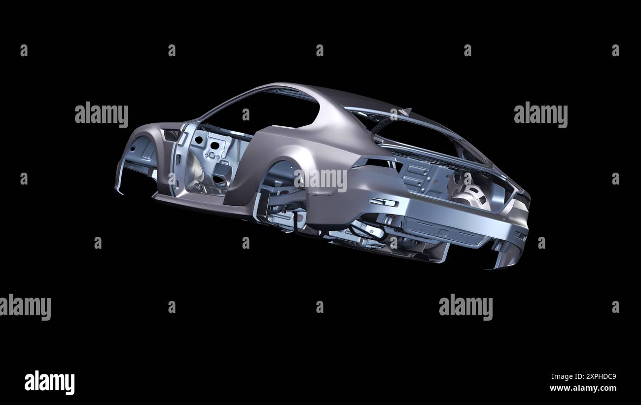 Illustration of the raw form of an aluminum body of a car in automotive ...