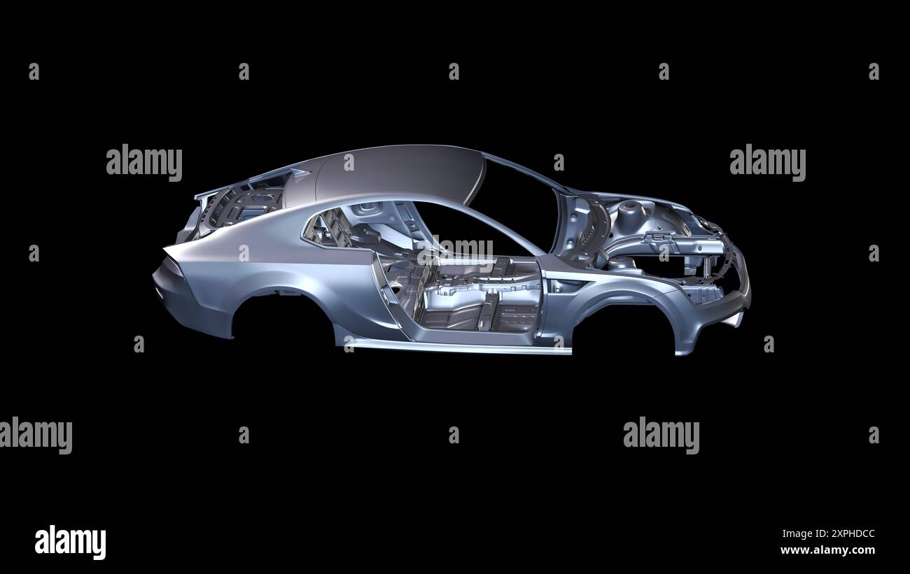 Illustration of the raw form of an aluminum body of a car in automotive ...