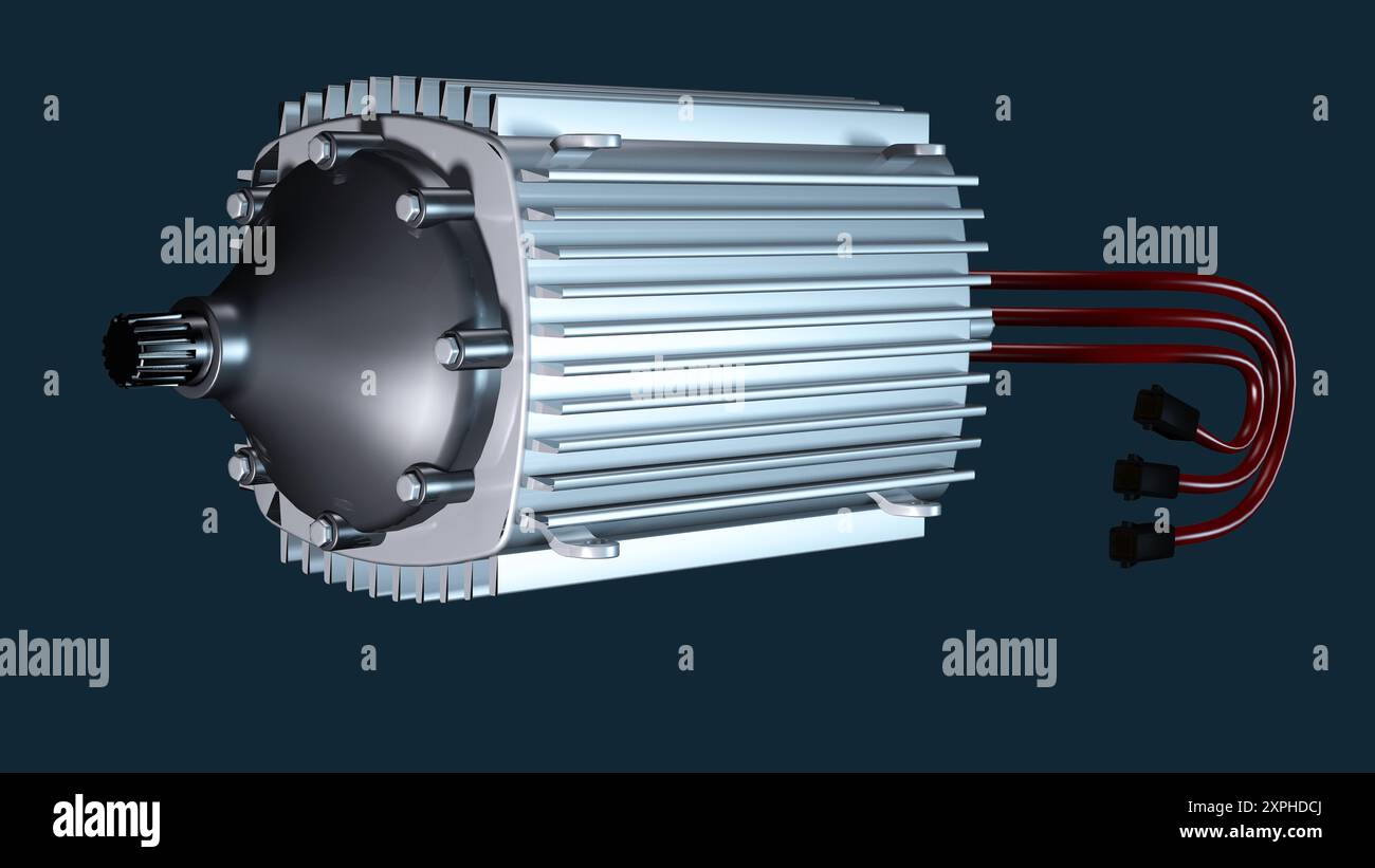 illustration of an electric motor for driving electric cars in front of ...