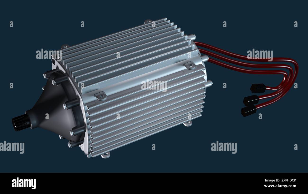 illustration of an electric motor for driving electric cars in front of ...