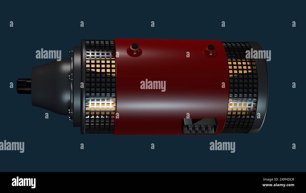 illustration of an electric motor for driving electric cars in front of ...
