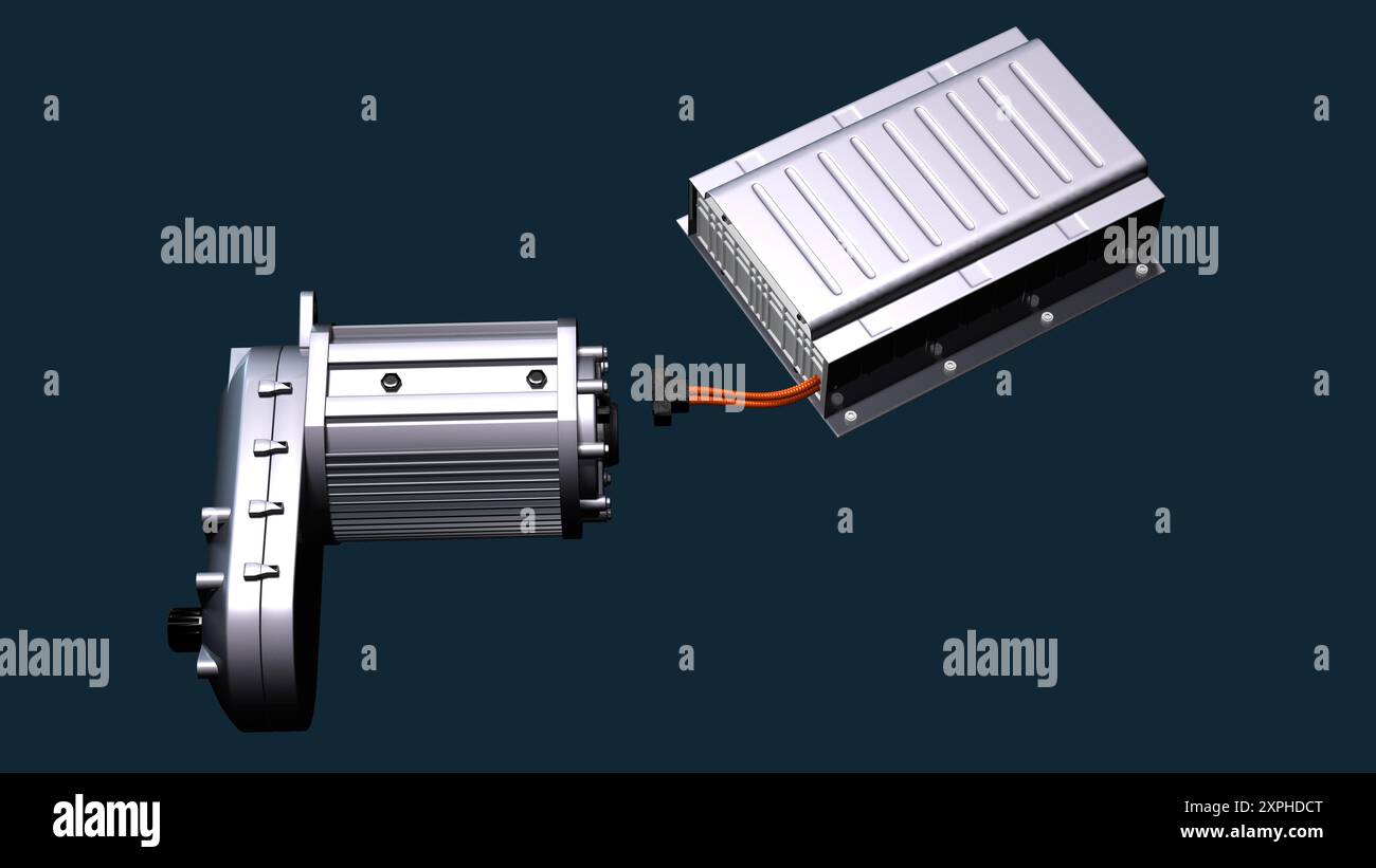 Electric motor with vehicle battery as drive for an electric car Stock ...