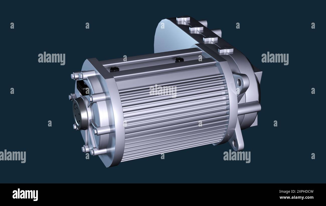 illustration of an electric motor for driving electric cars in front of ...