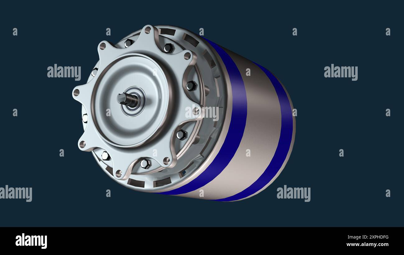 illustration of an electric motor for driving electric cars in front of ...
