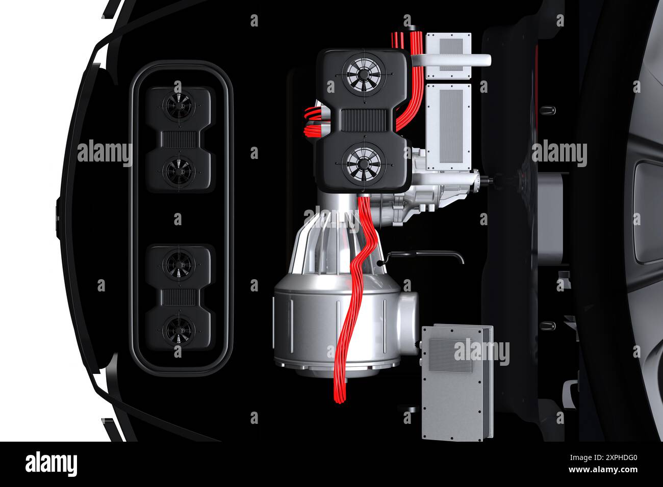 illustration of an electric motor for drive in the open engine ...