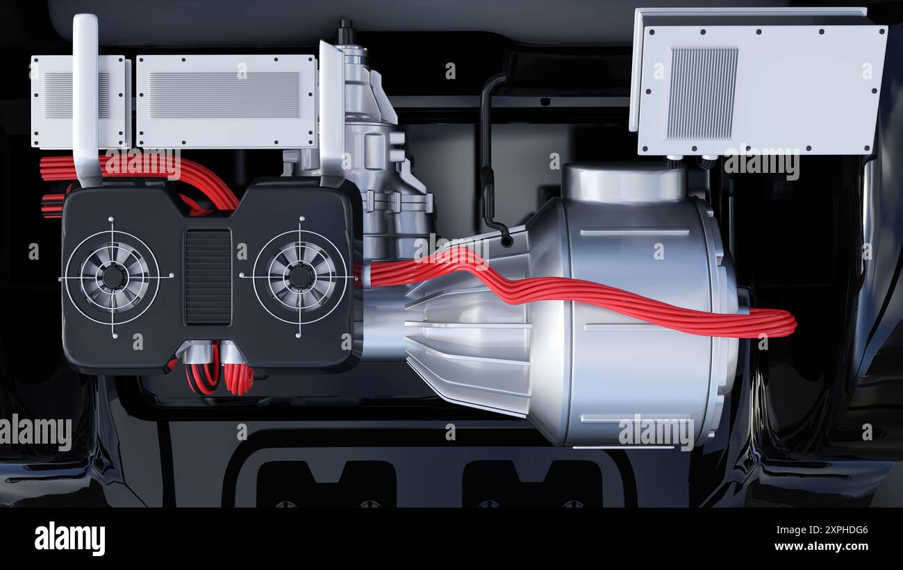 illustration of an electric motor for drive in the open engine ...