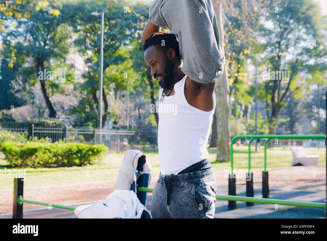 Young black Male boxer of African ethnicity, with dreadlocks and a ...