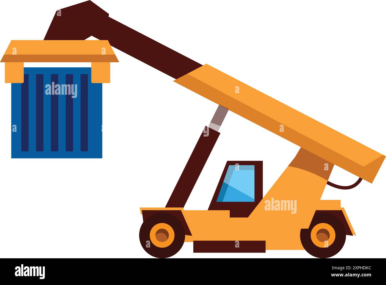 Telescopic handler forklift truck lifting container at a construction ...