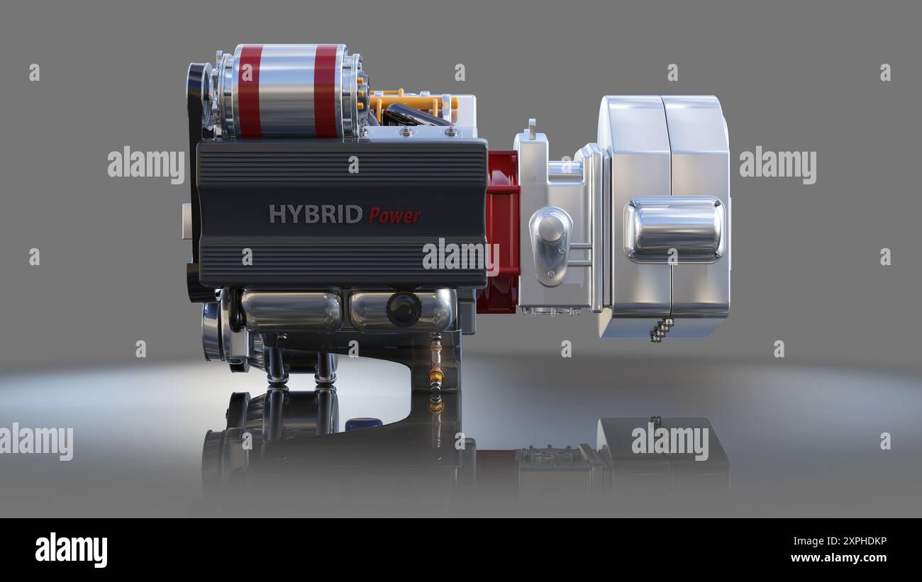 Close-up of a hybrid engine for powering modern vehicles Stock Photo ...