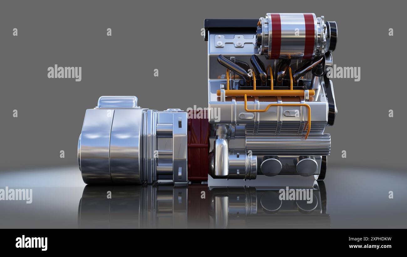 Close-up of a hybrid engine for powering modern vehicles Stock Photo ...