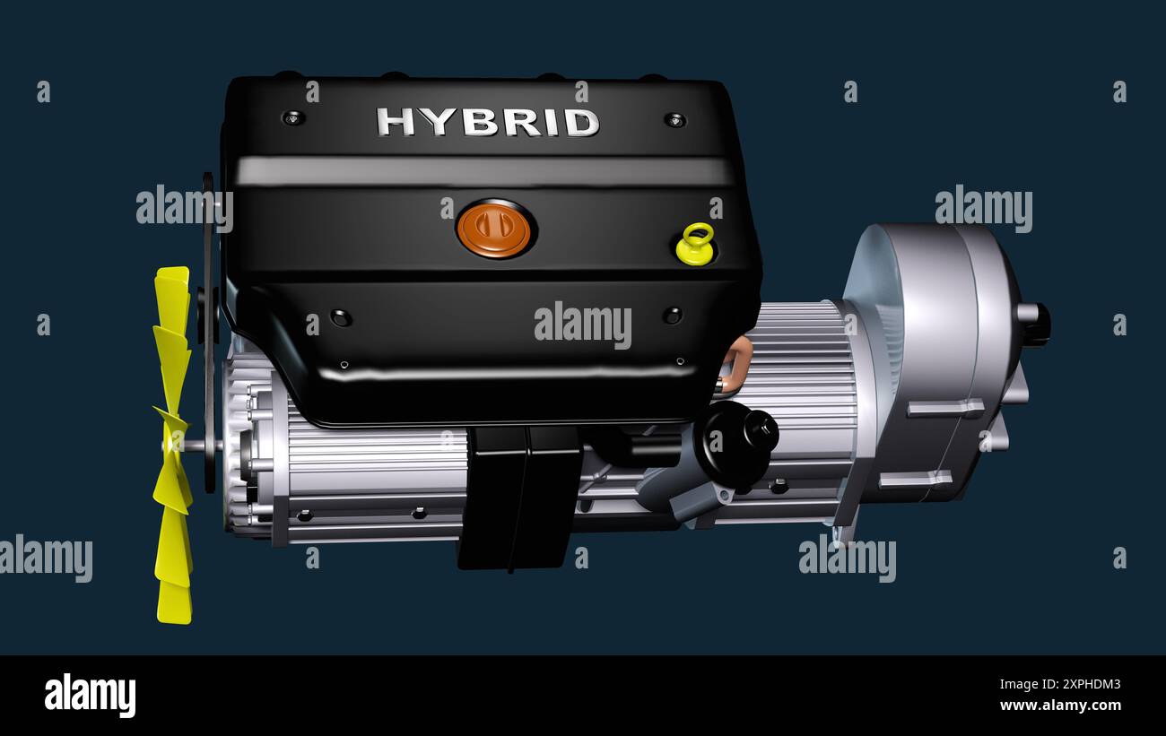 Close-up of a hybrid engine for powering modern vehicles Stock Photo ...