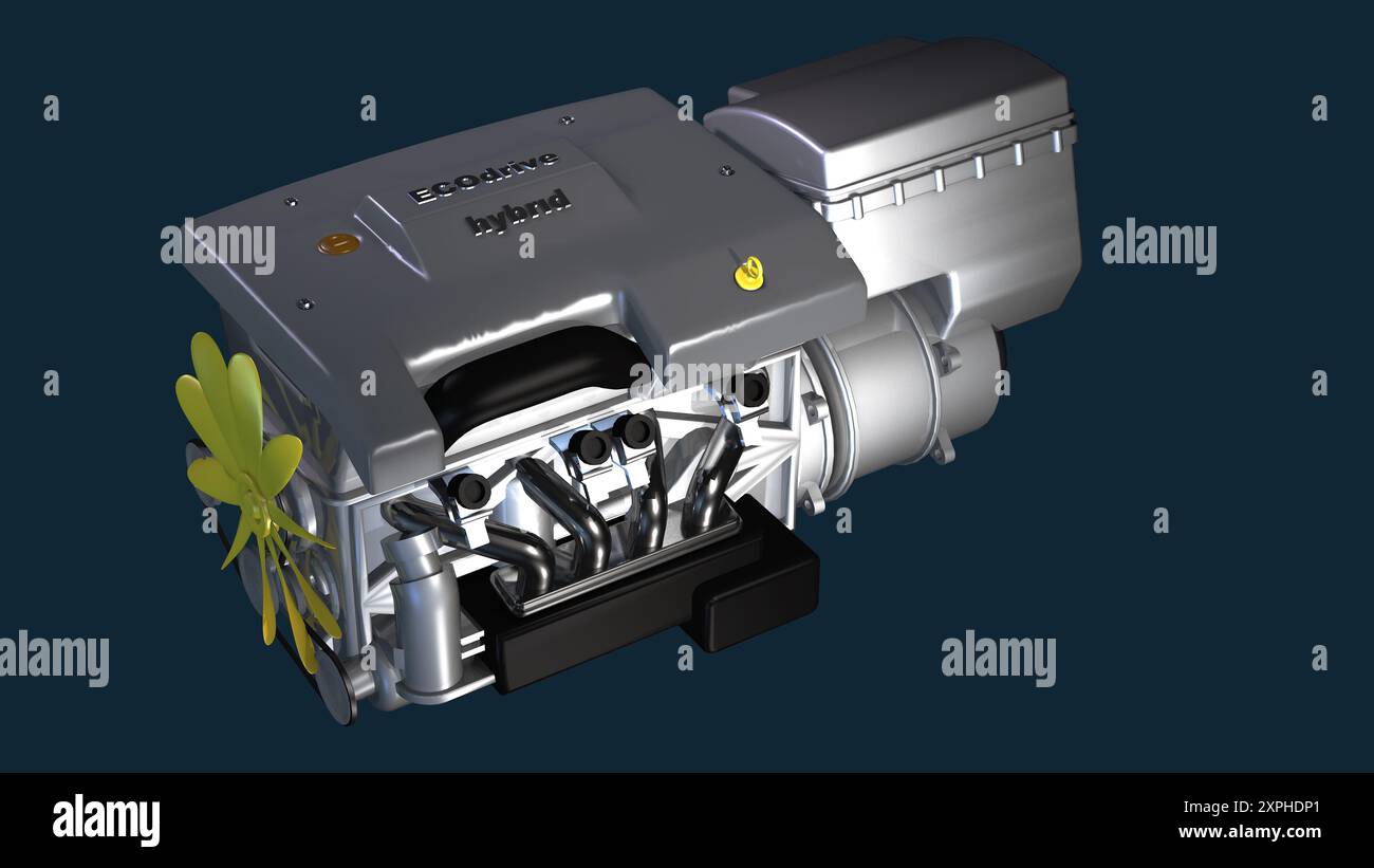 Close-up of a hybrid engine for powering modern vehicles Stock Photo ...