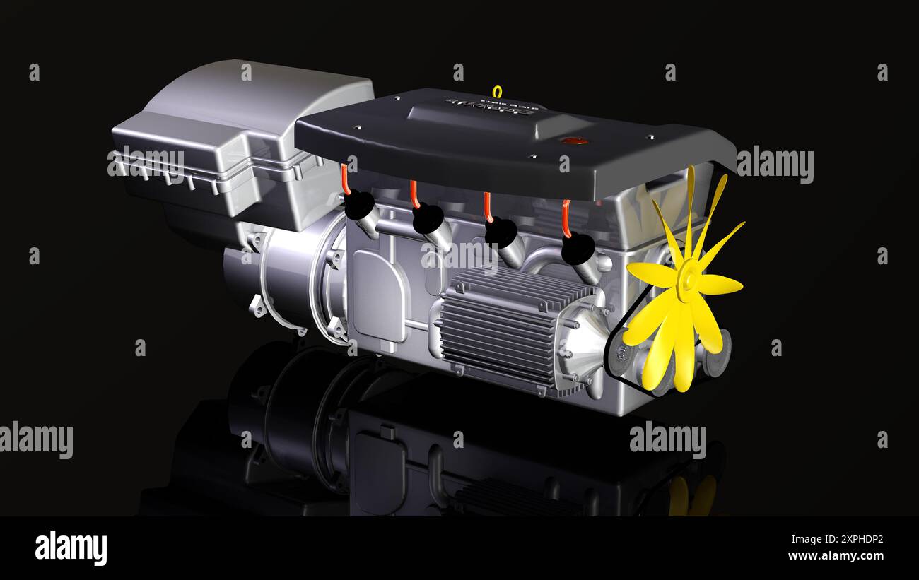 Close-up of a hybrid engine for powering modern vehicles Stock Photo ...
