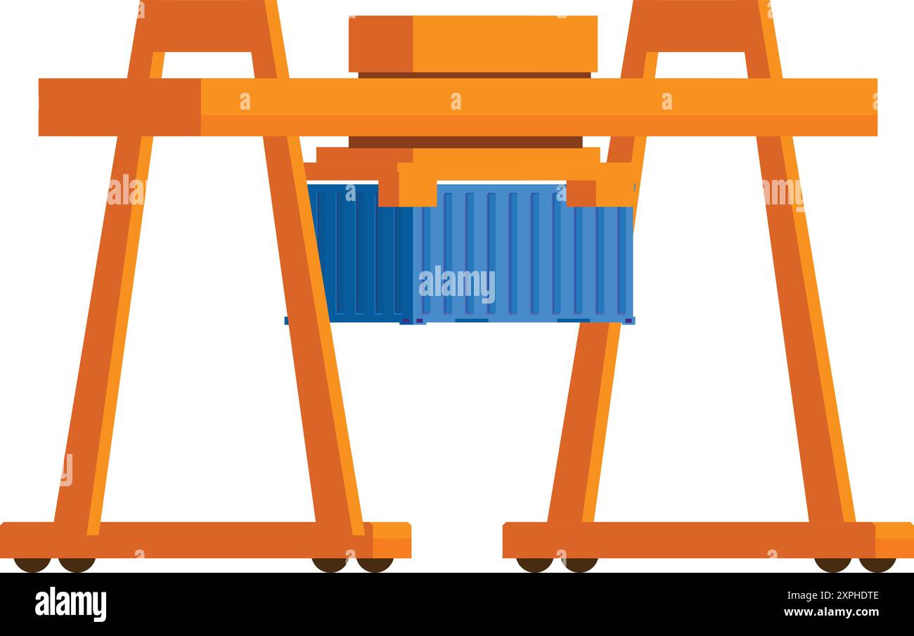 Illustration of a container crane lifting a cargo container, shipping ...