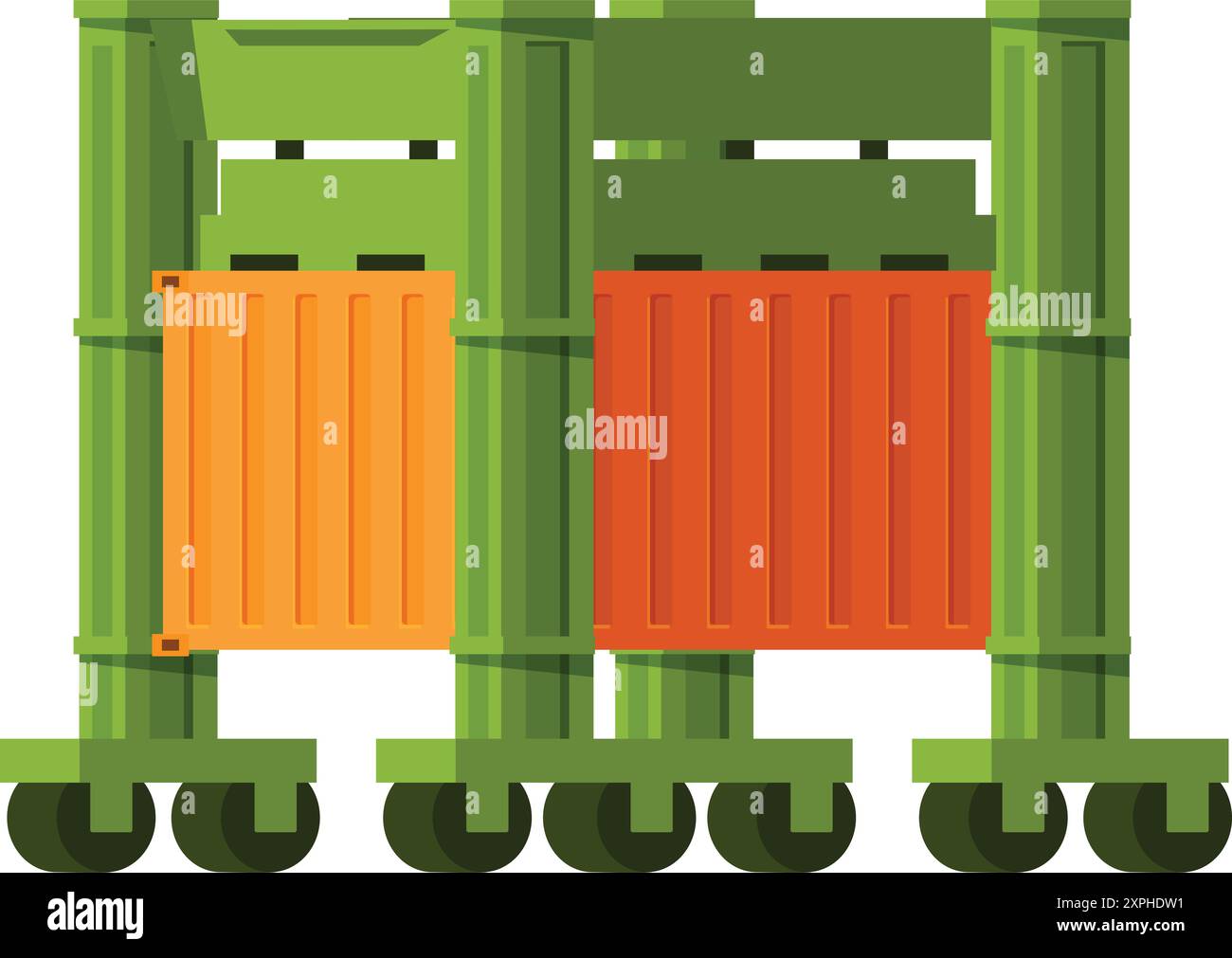 Illustration featuring a mobile fence holding back two orange shipping ...