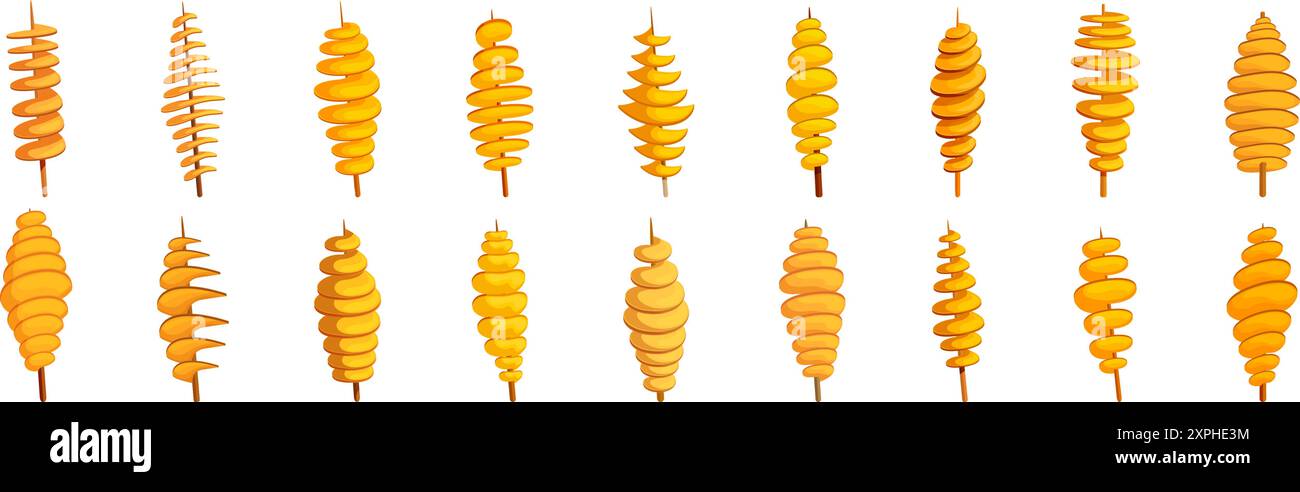 Tornado potato icons set. Set of various tornado potato showing ...