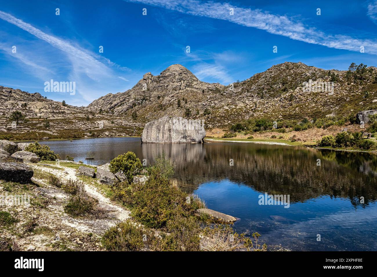 Beautiful lake at top of Penameda hill in national park Peneda Geres in ...