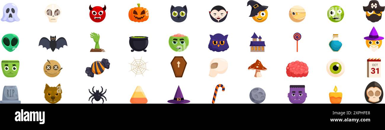 Halloween emoji icons set. This vibrant set of icons captures the ...