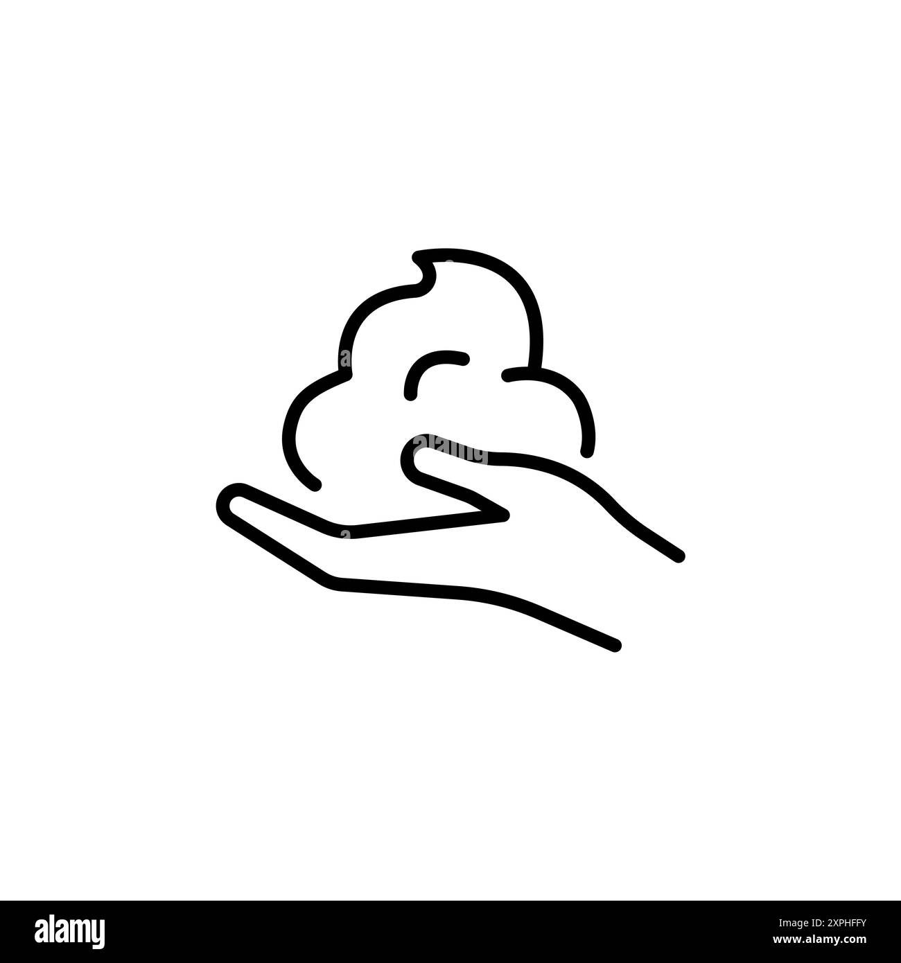 Black single foam cream in hand line icon, simple skin cleansing flat ...