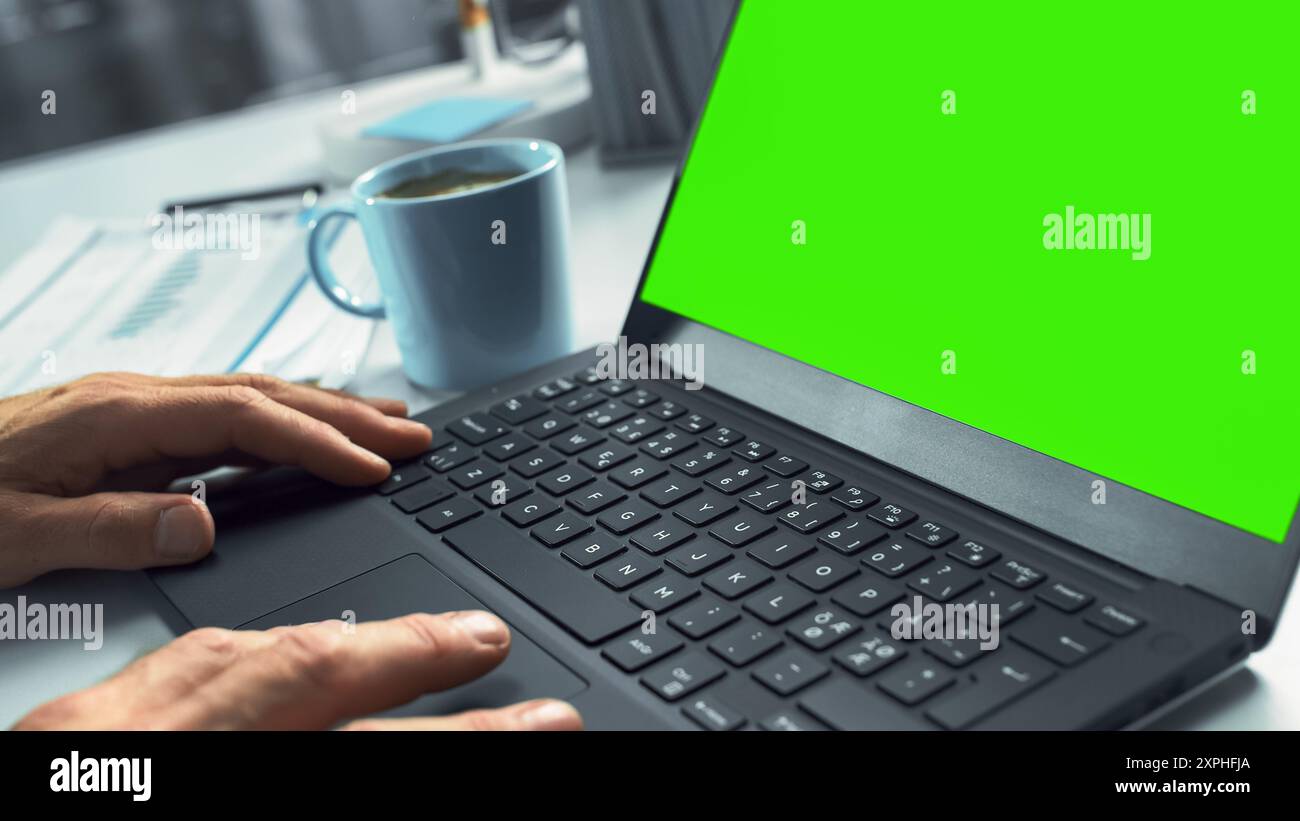 Office manager hands using chromakey hi-res stock photography and ...