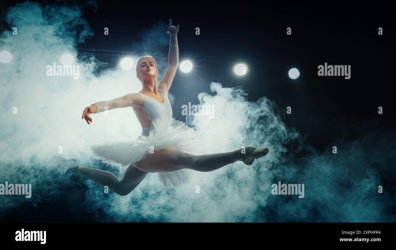 Elegant Ballet Dancing Ballerina White Tutu Performs Breathtaking Grand ...