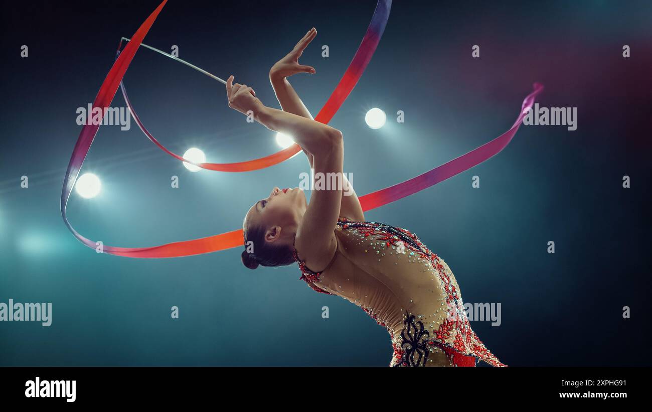 Skillful elegant rhythmic gymnast in hi-res stock photography and ...