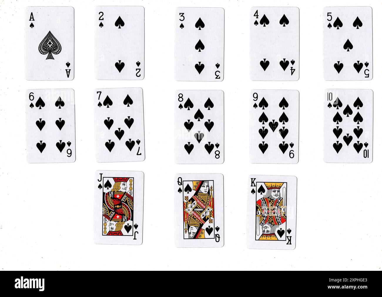 A full suit of spades playing cards on a white background Stock Photo ...