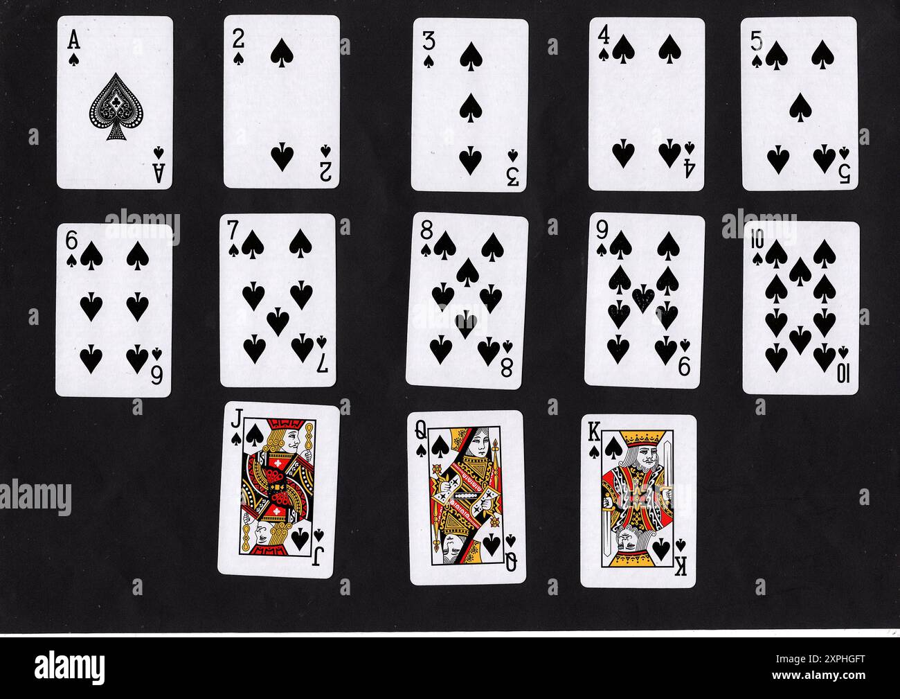 A full suit of spades playing cards on a black background Stock Photo ...