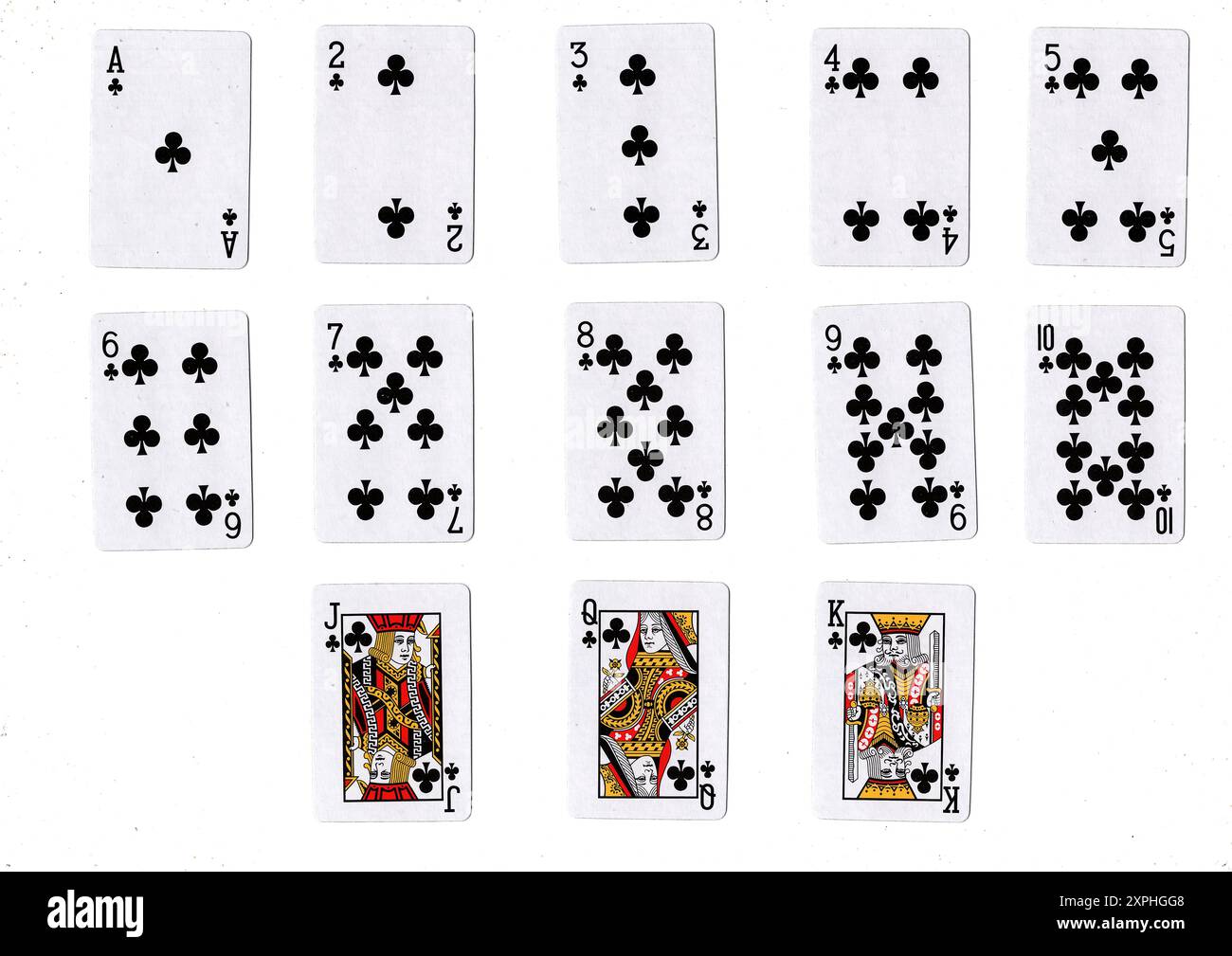 A full suit of clubs playing cards on a white background Stock Photo ...