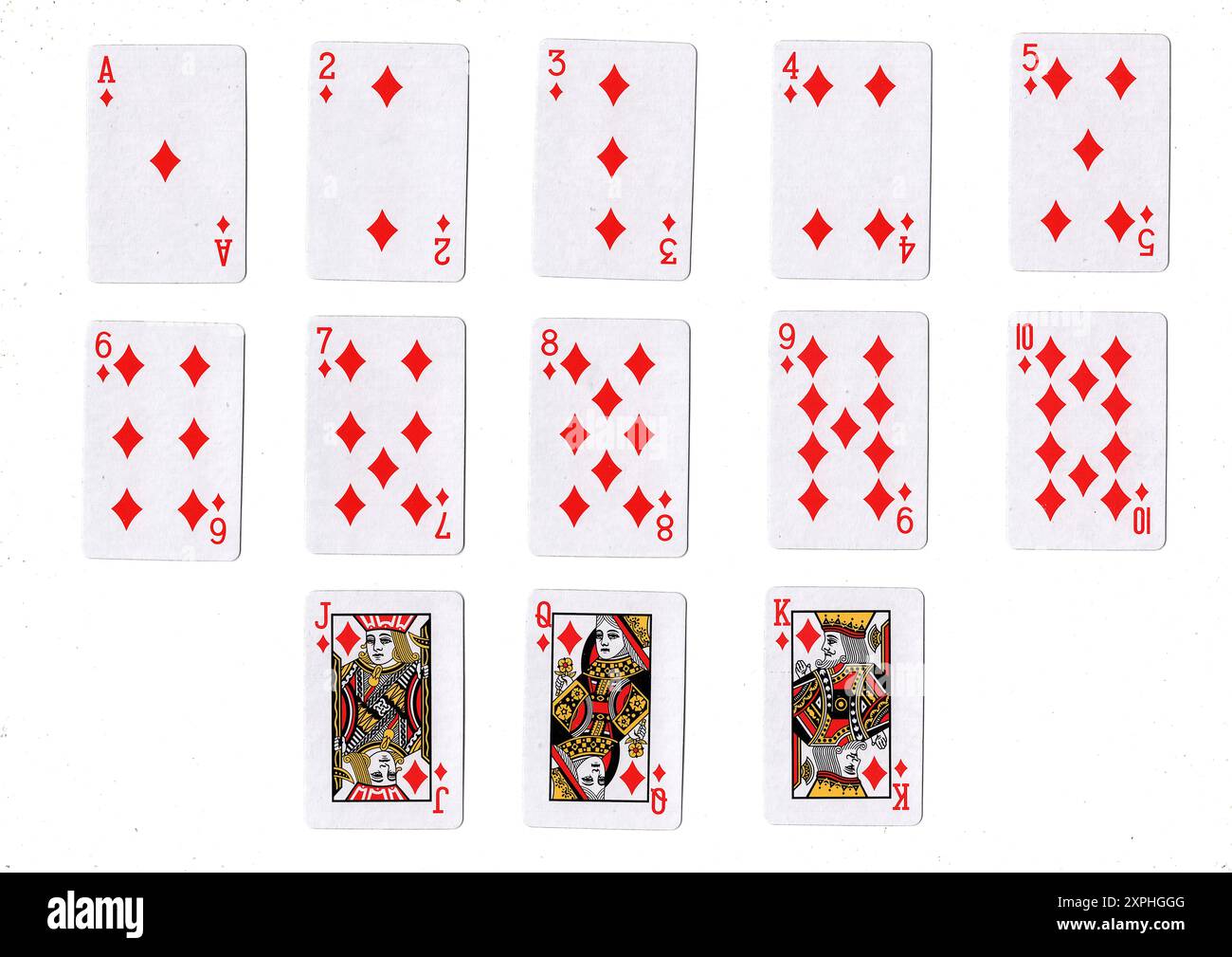 A full suit of diamonds playing cards on a white background Stock Photo ...