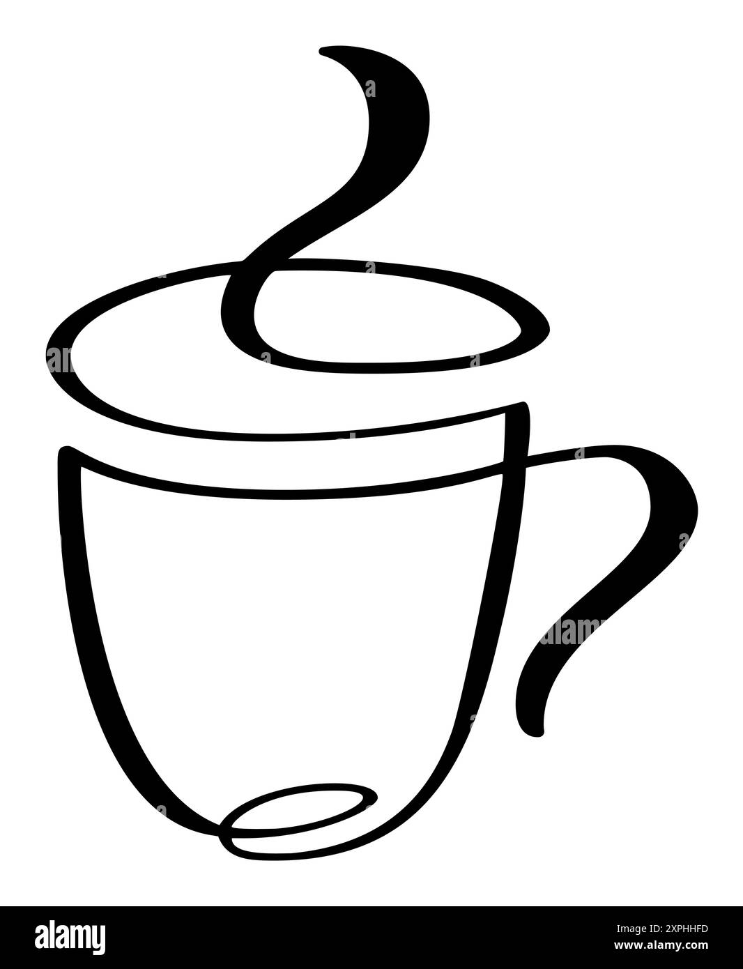 One continuous single line of hand drawn with cup of coffee symbol ...