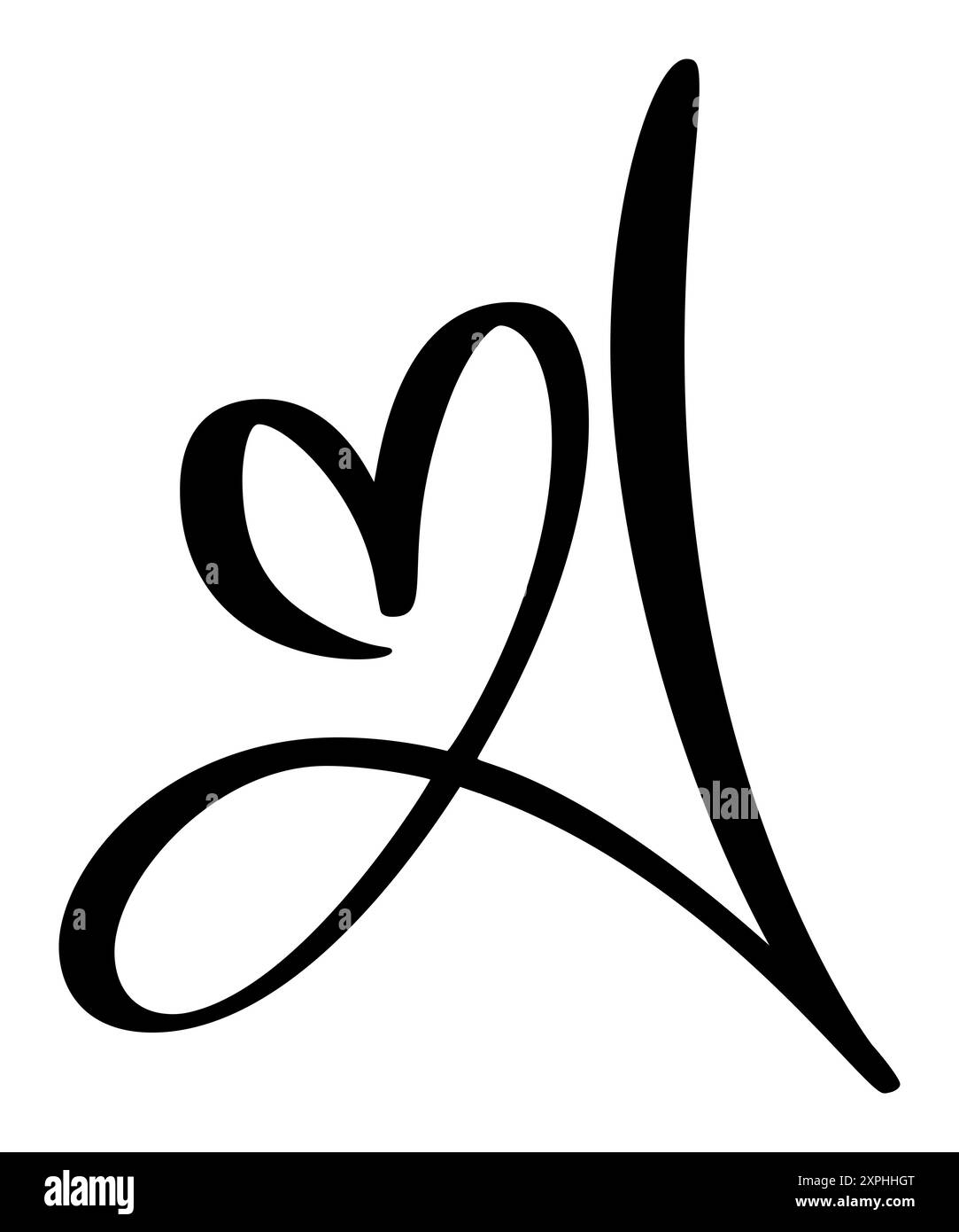 Hand drawn vector calligraphy love letter A. Script capital font logo ...