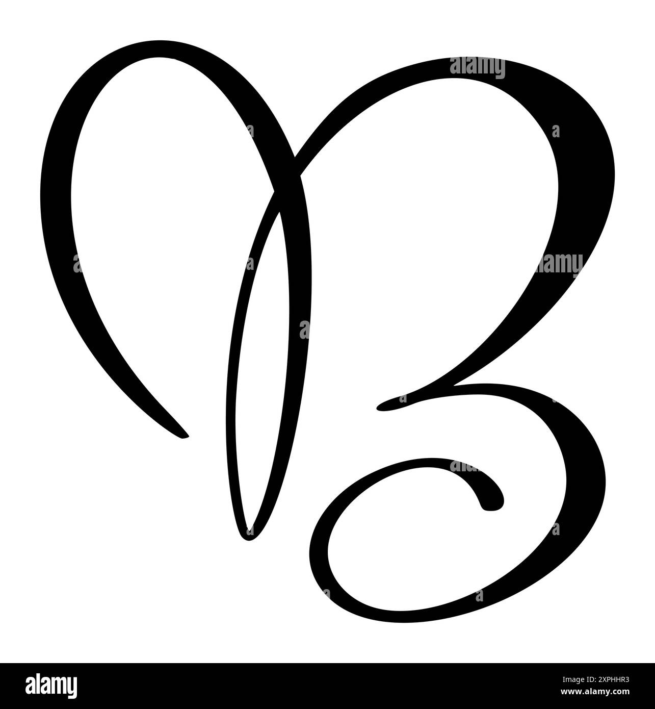 Handwritten heart calligraphy monogram Black and White Stock Photos ...