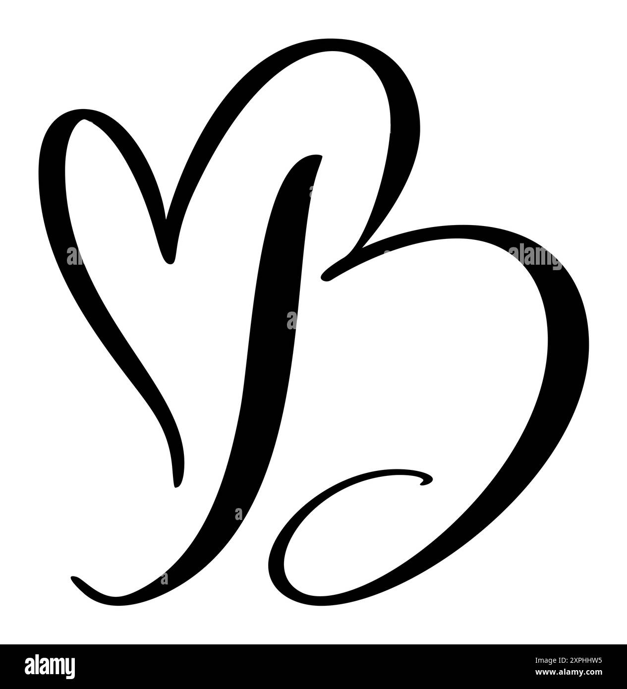 Script capital font logo calligraphy love letter B initial. Hand drawn ...