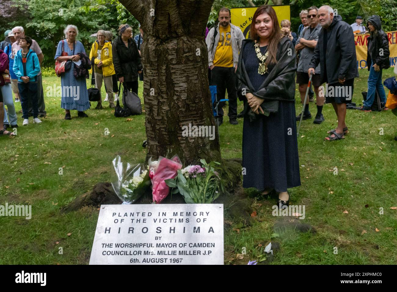 London, UK. 6 Aug 2024. Samata Khatoon, Mayor of Camden at the wreath ...