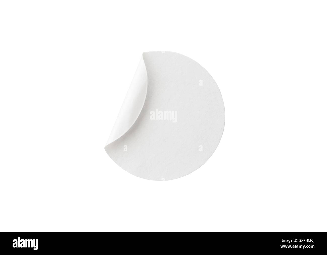 Blank white round paper sticker label isolated on white background with ...
