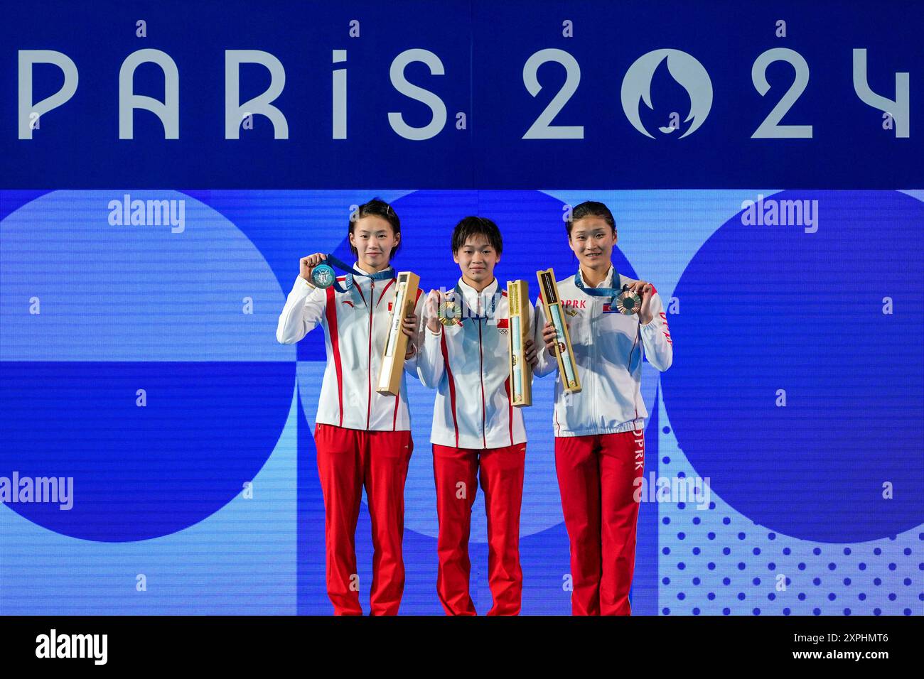 Medalists, from left, China's Chen Yuxi, silver, China's Quan Hongchan ...